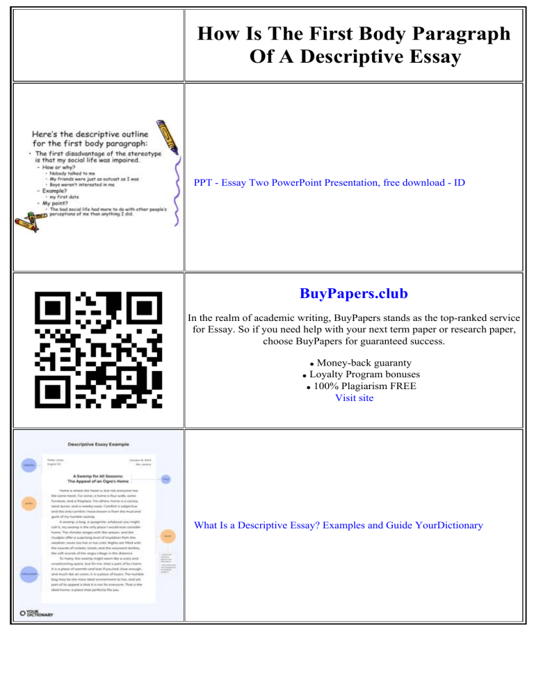 Descriptive Essay: Writing the First Body Paragraph