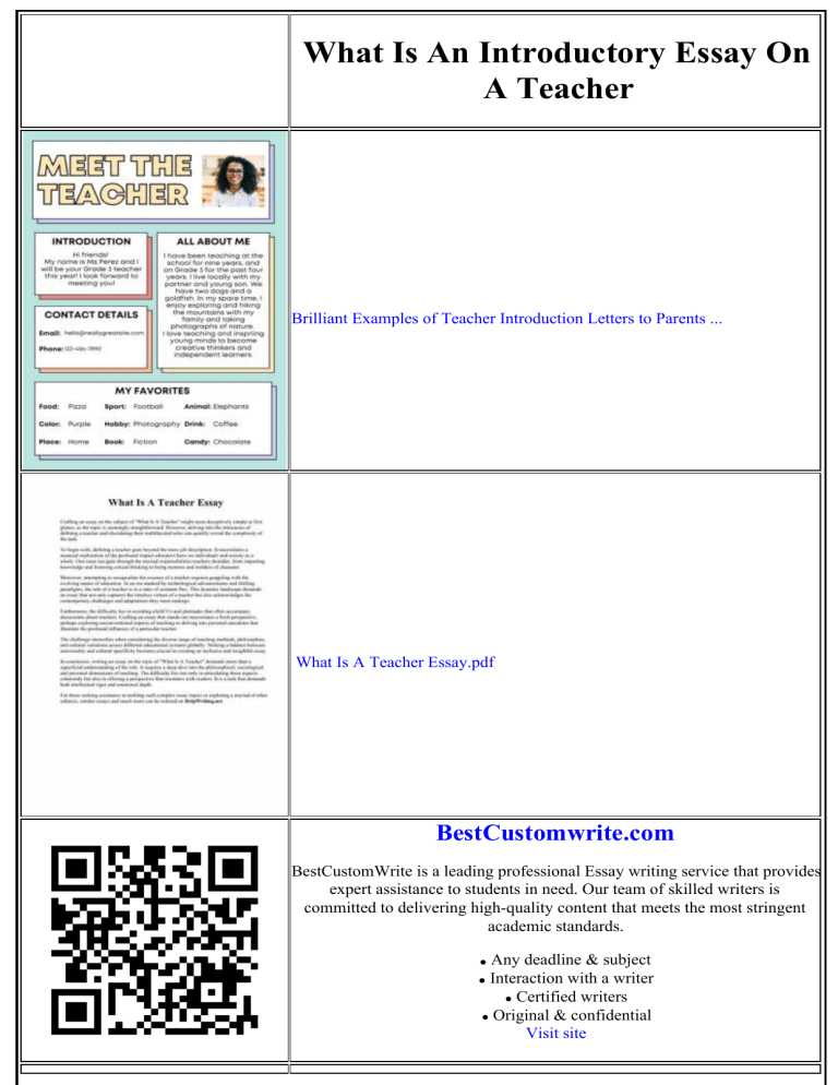 Teacher Essay & Presentation Examples | Education Resources