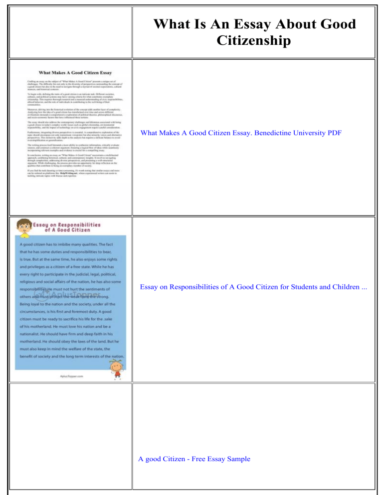 Good Citizenship Essays: Responsibilities & Qualities