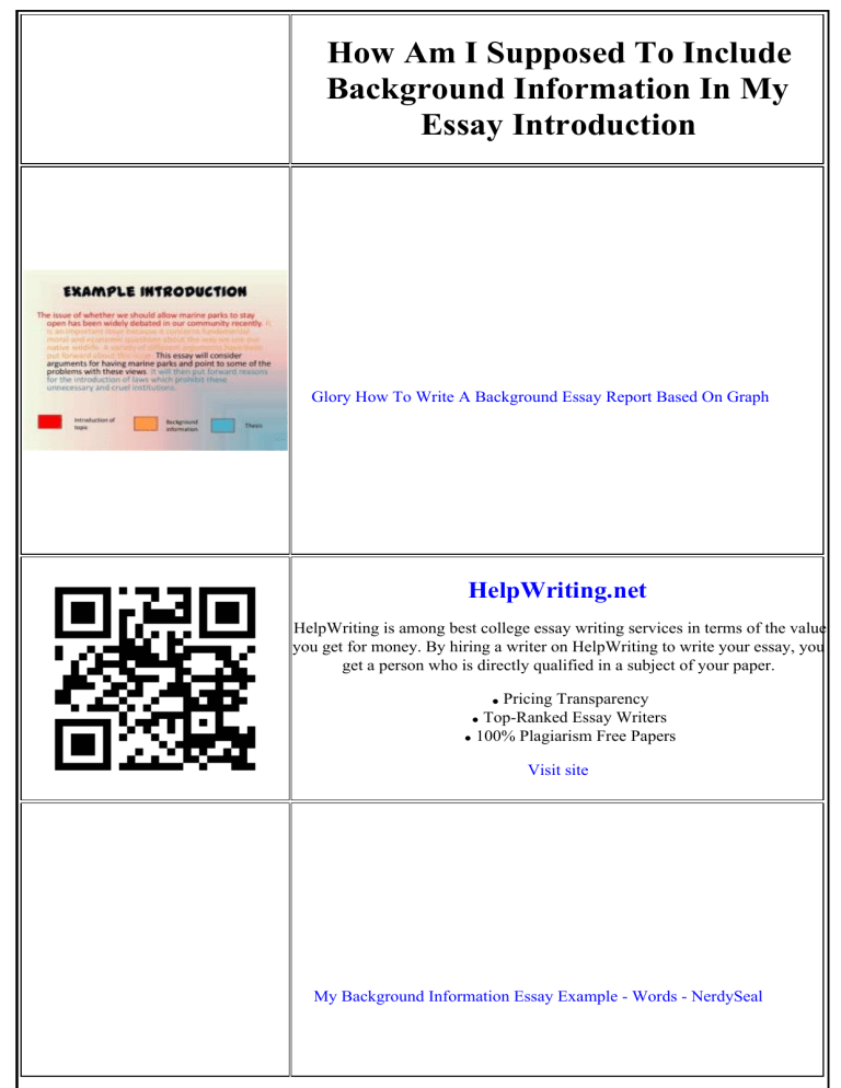 Essay Intro: How to Include Background Information