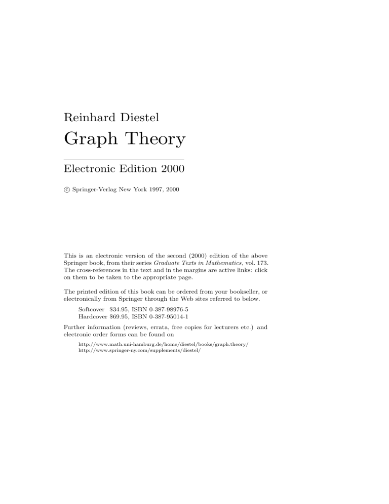 Graph Theory Textbook by Reinhard Diestel