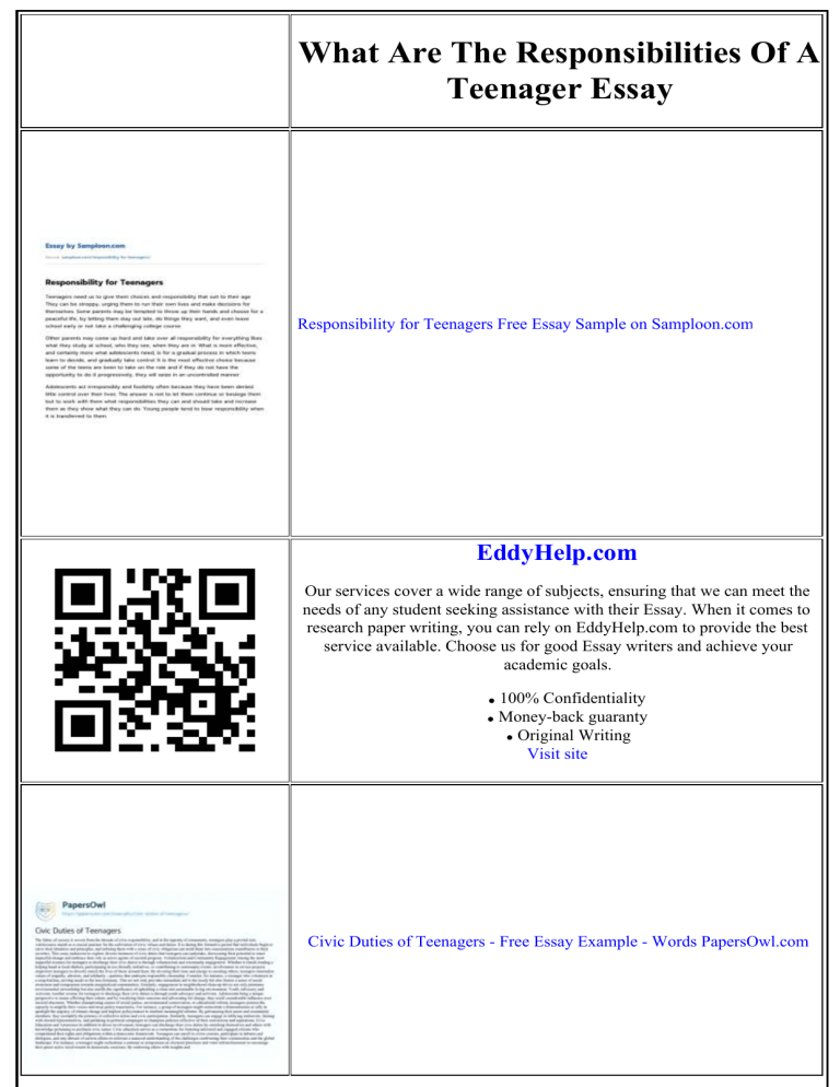 Teenage Responsibilities: Essay on Challenges & Growth