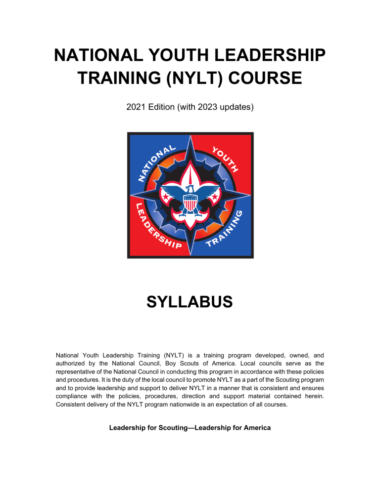 NYLT Course Syllabus: Youth Leadership Training (2021)