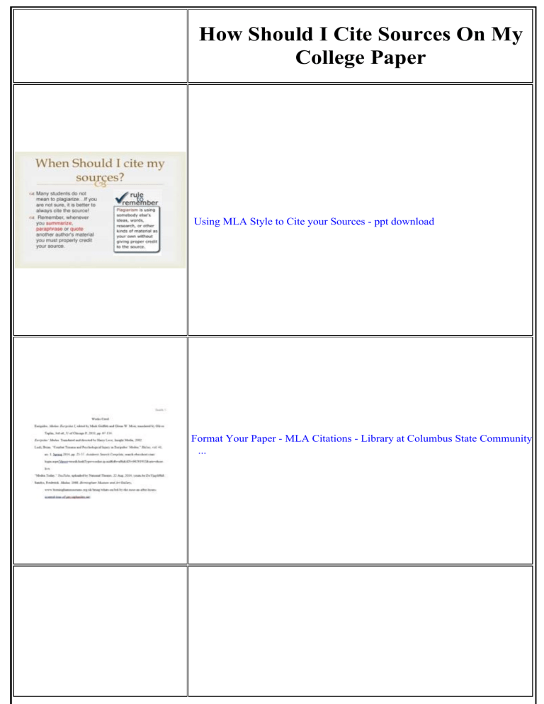 How to Cite Sources in College Papers: MLA Guide