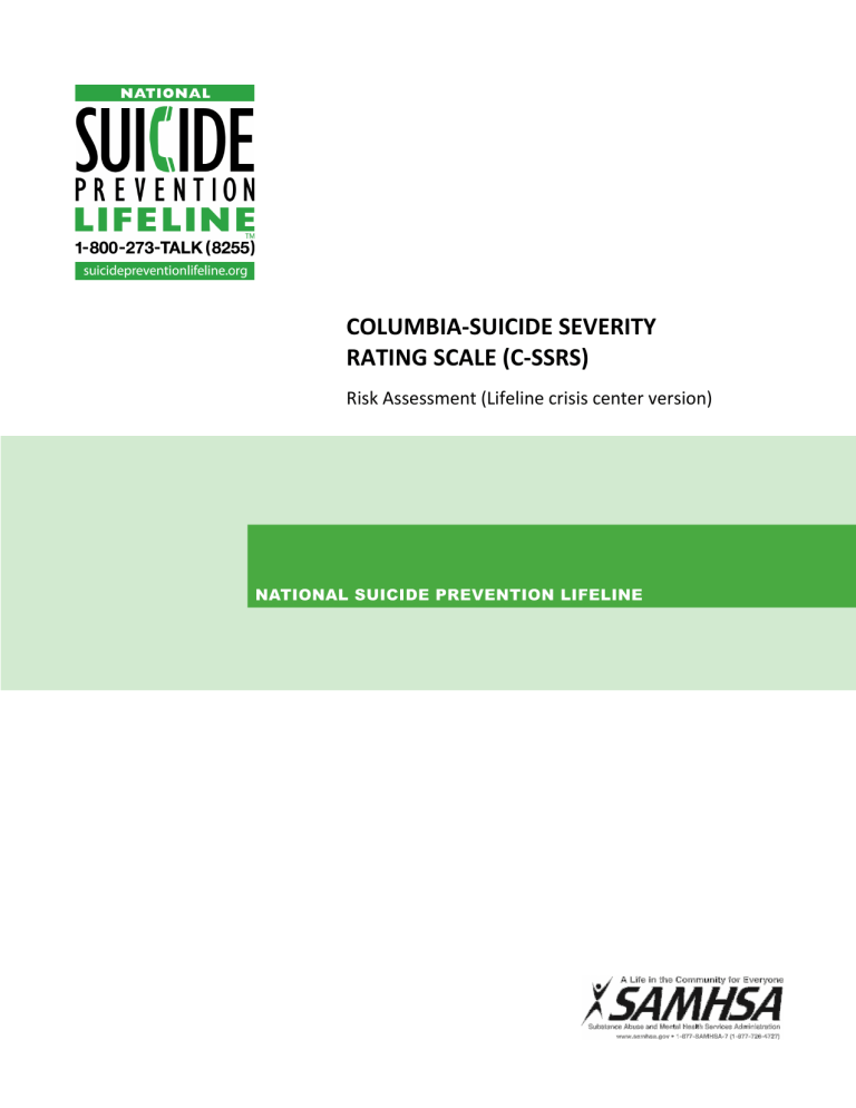 Columbia Suicide Severity Rating Scale (C-SSRS) Risk Assessment