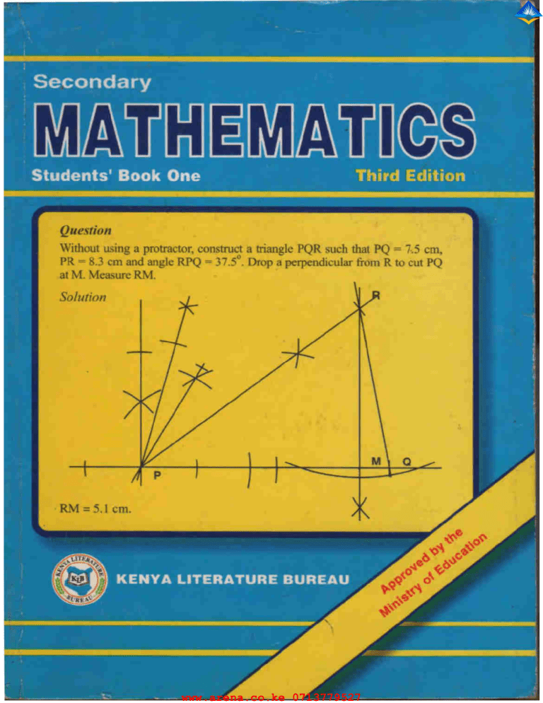 Secondary Mathematics: Student's Book One, 3rd Edition