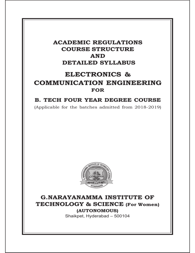 B.Tech ECE Academic Regulations, Course Structure & Syllabus (2018-19)