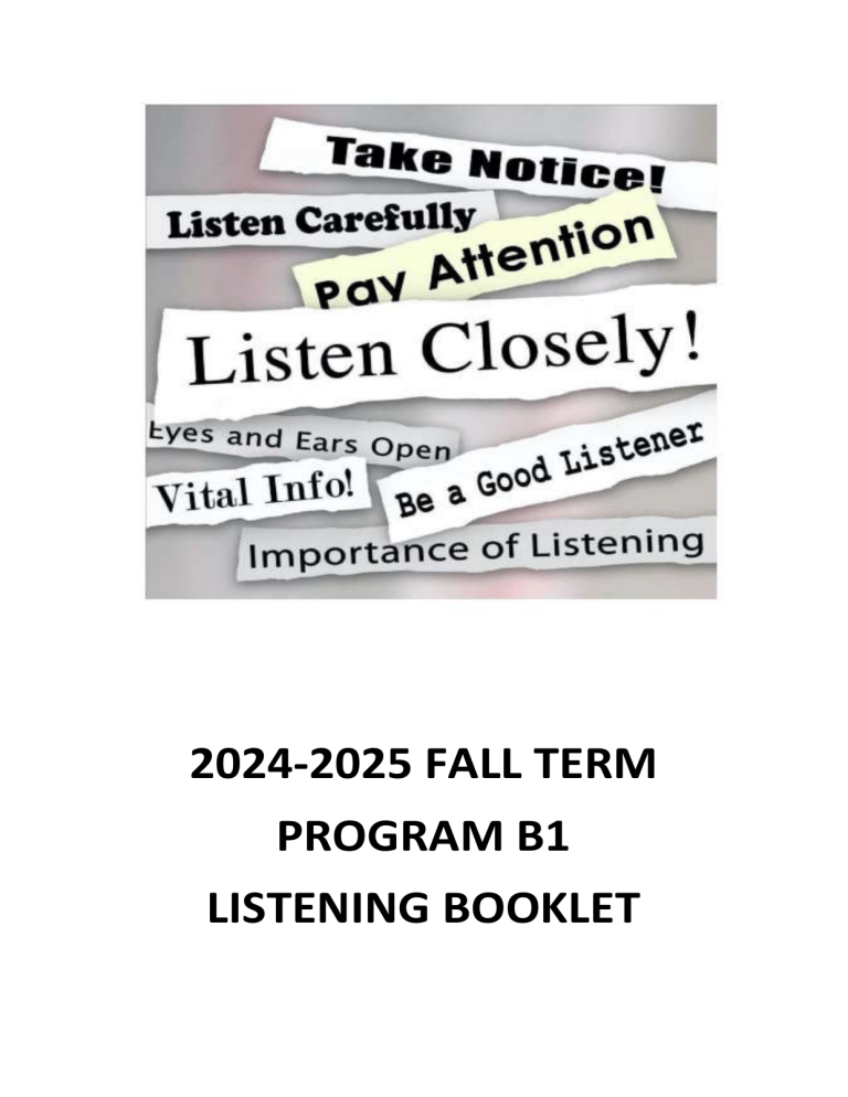 Listening Comprehension Booklet - Program B1