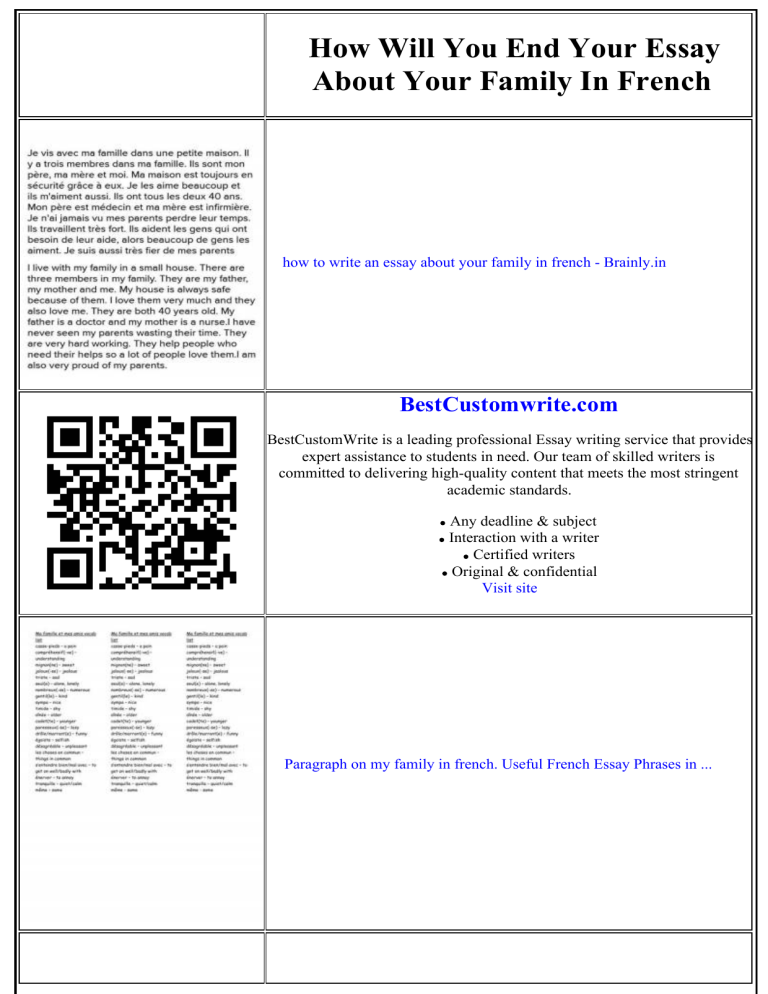 French Essay: Describing Your Family - Snippets & Phrases