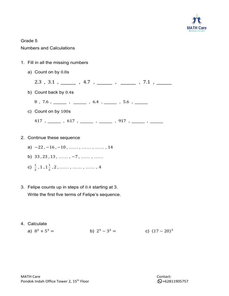 Grade 5 Unit 1 Review with AK