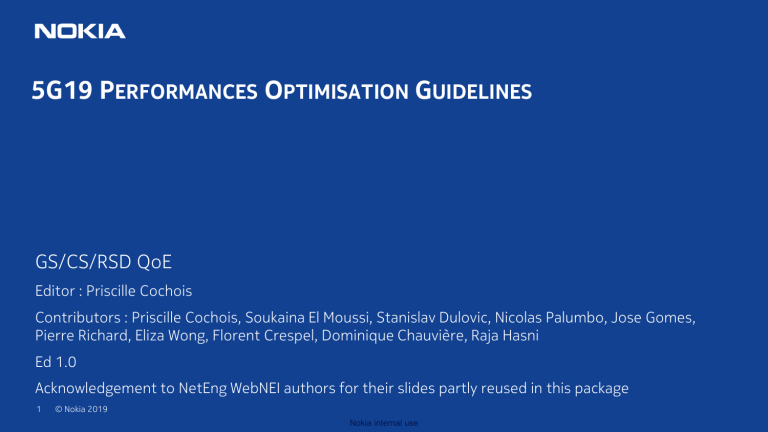 Nokia 5G19 Performance Optimization Guidelines: Parameters & KPIs