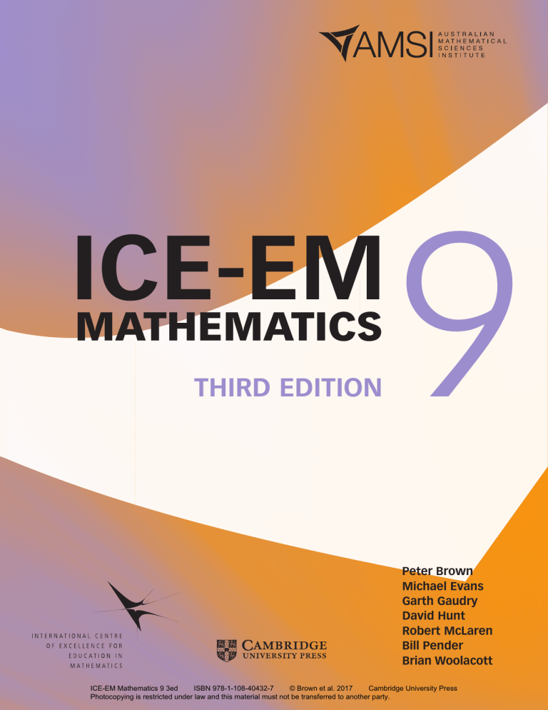 ICE-EM Mathematics 9 Third Edition Textbook | Algebra, Geometry, Statistics