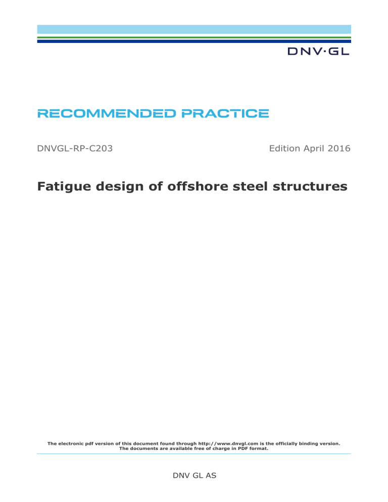 Fatigue Design of Offshore Steel Structures - DNVGL-RP-C203