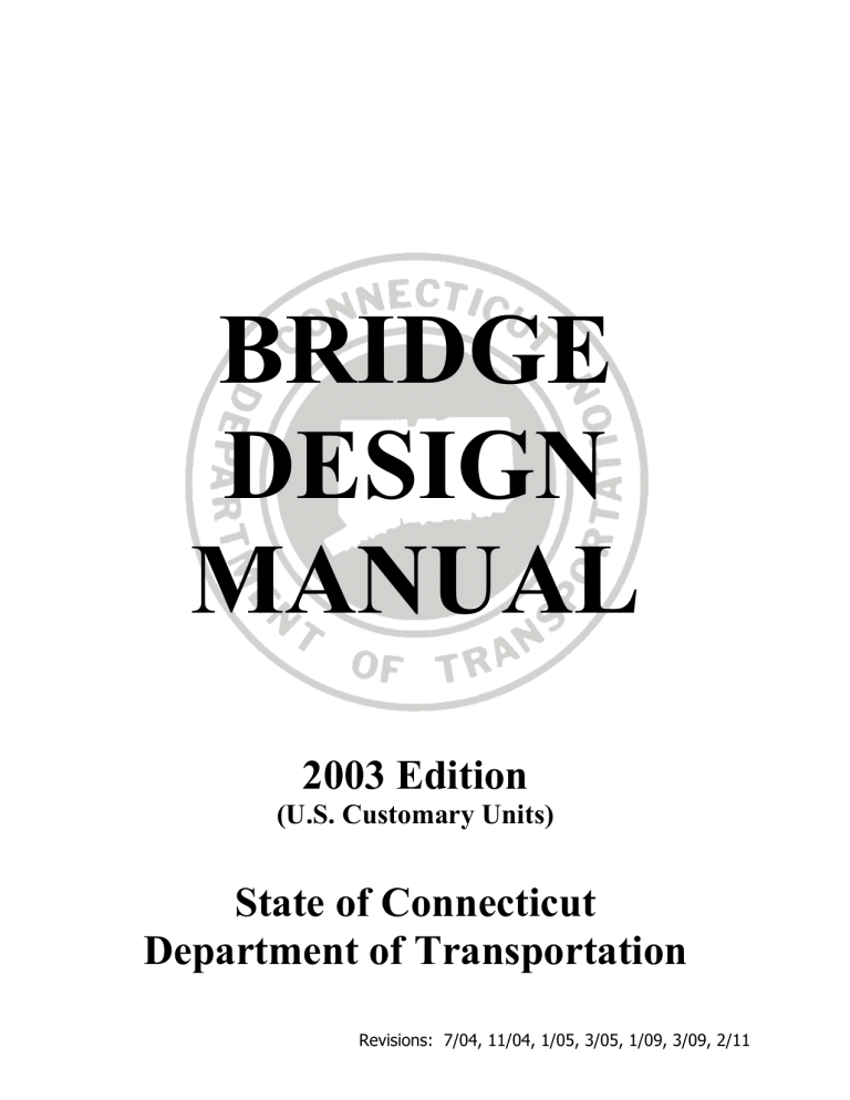 Connecticut DOT Bridge Design Manual 2003 - Engineering Standards