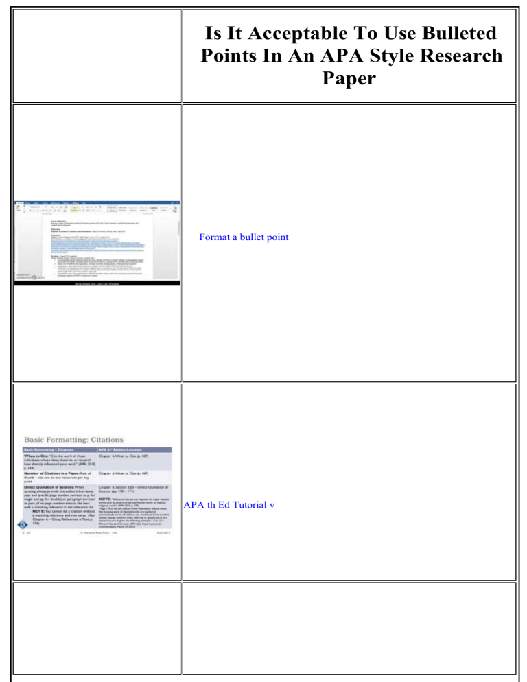 APA Style: Bullet Points in Research Papers & Citations