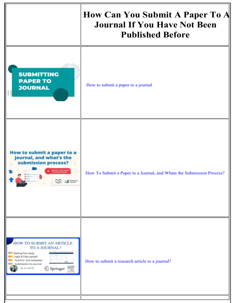 How to Submit a Paper to a Journal: A Guide