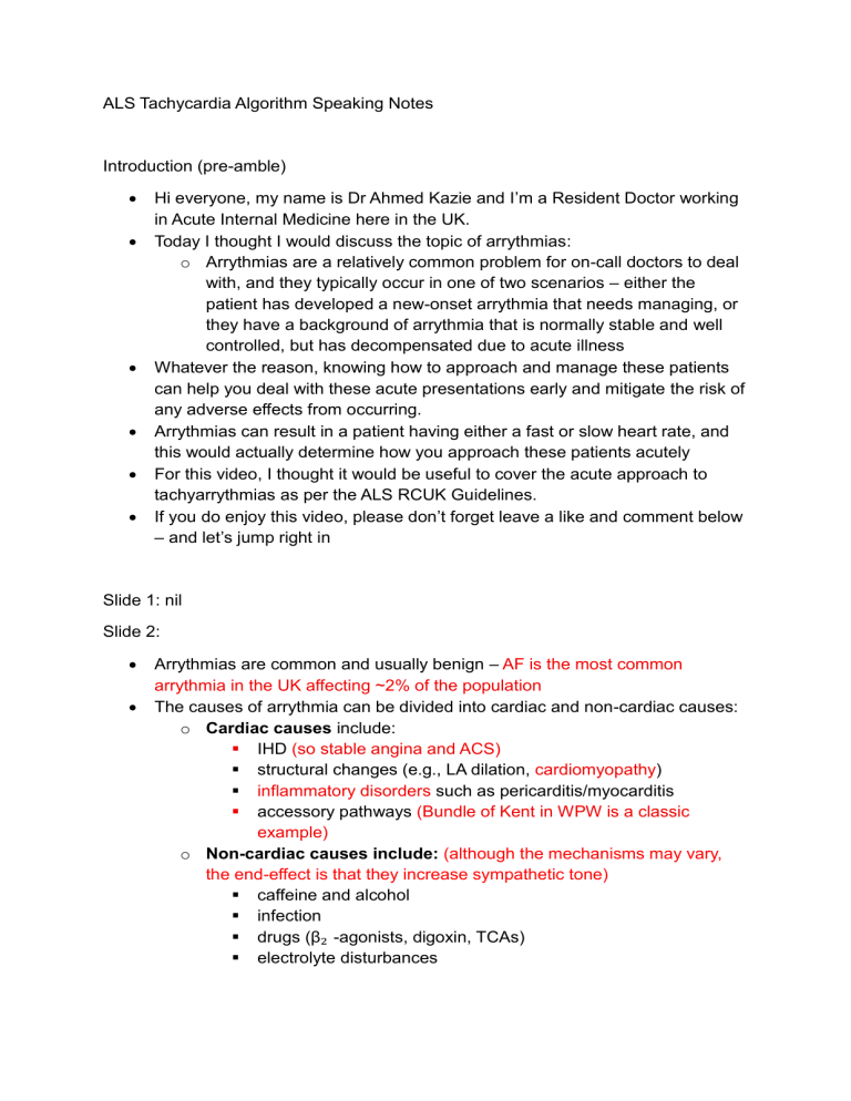 ALS Tachycardia Algorithm: Acute Management Guide