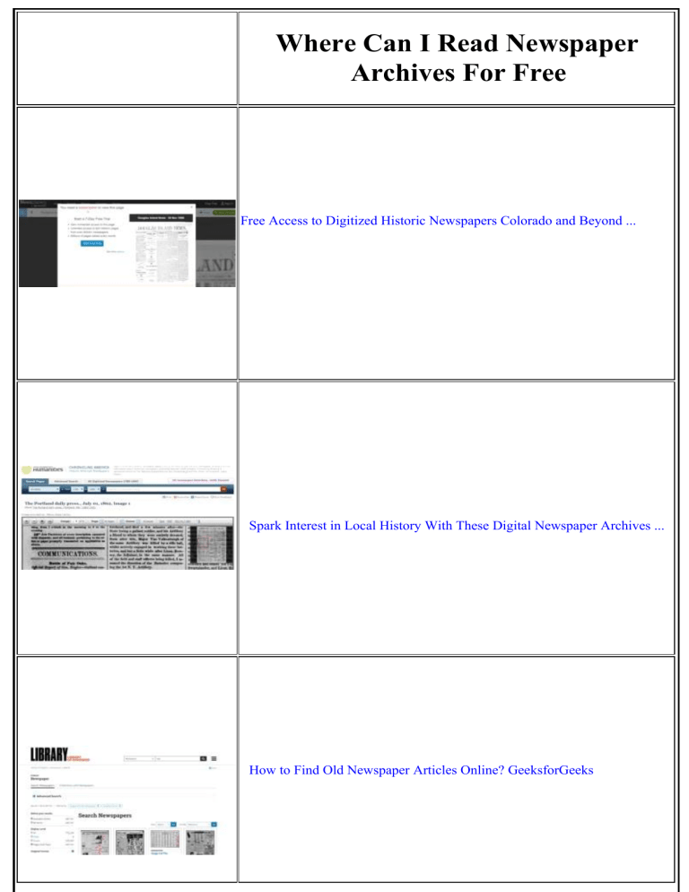 Find Newspaper Archives Online: Free Resources & Tips
