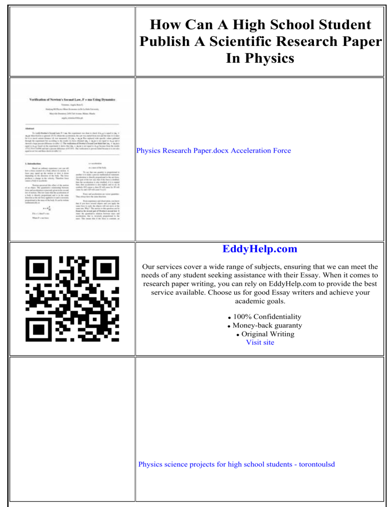 Physics Research Paper Ideas for High School Students