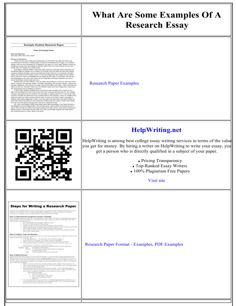 Research Essay Examples & Resources
