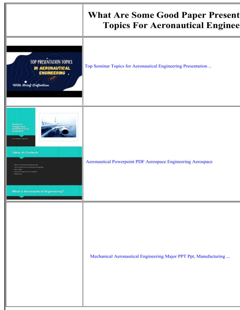 Aeronautical Engineering Presentation Topics & Overview