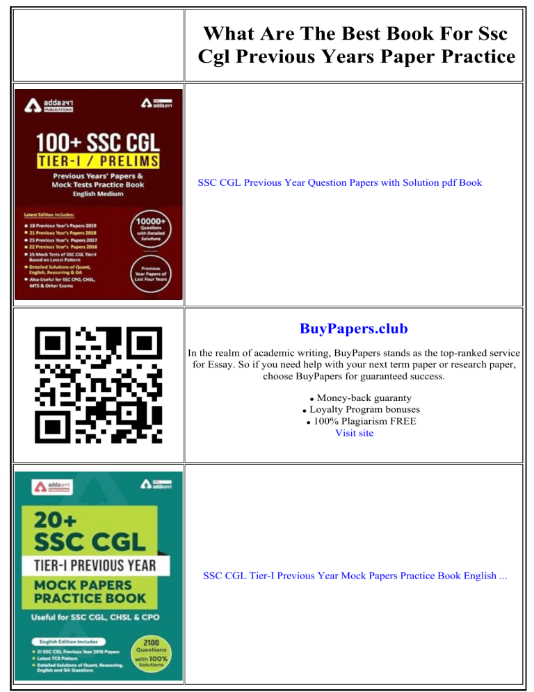 SSC CGL Previous Year Papers: Practice Books for Exam Prep