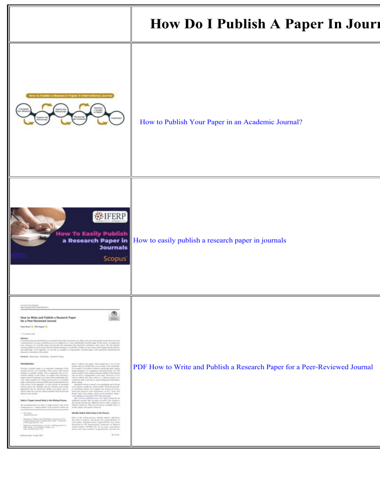 How to Publish a Research Paper in a Journal