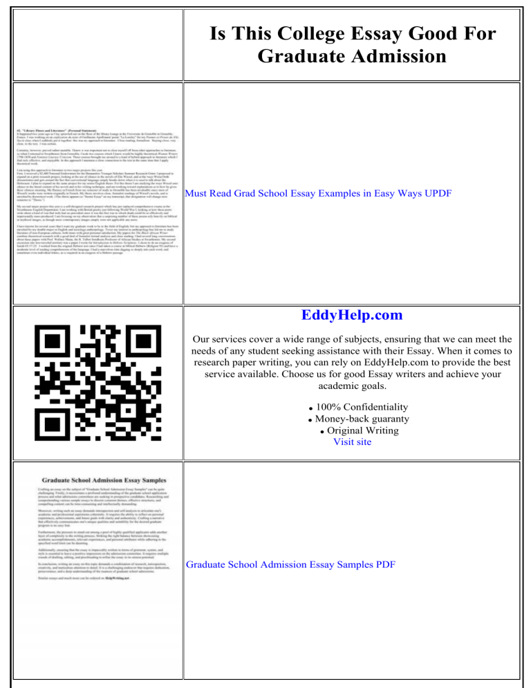 Graduate School Admission Essay Examples & Tips