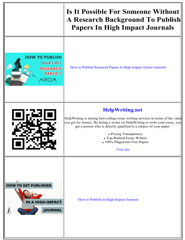 Publishing Research Papers in High Impact Journals: A Guide