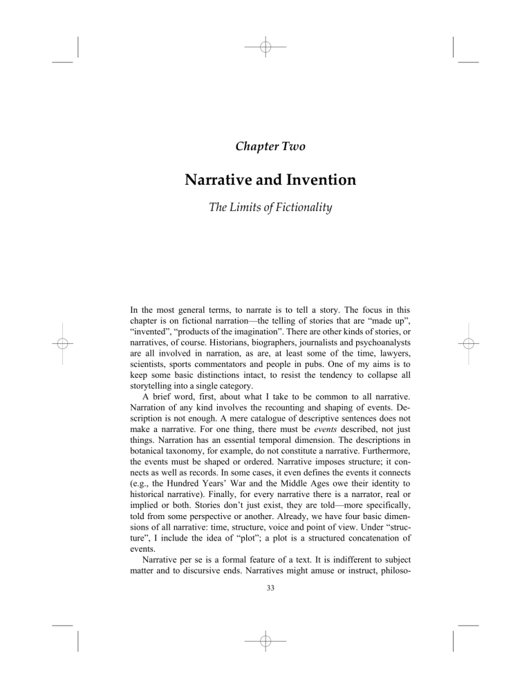 Narrative and Invention: Limits of Fictionality