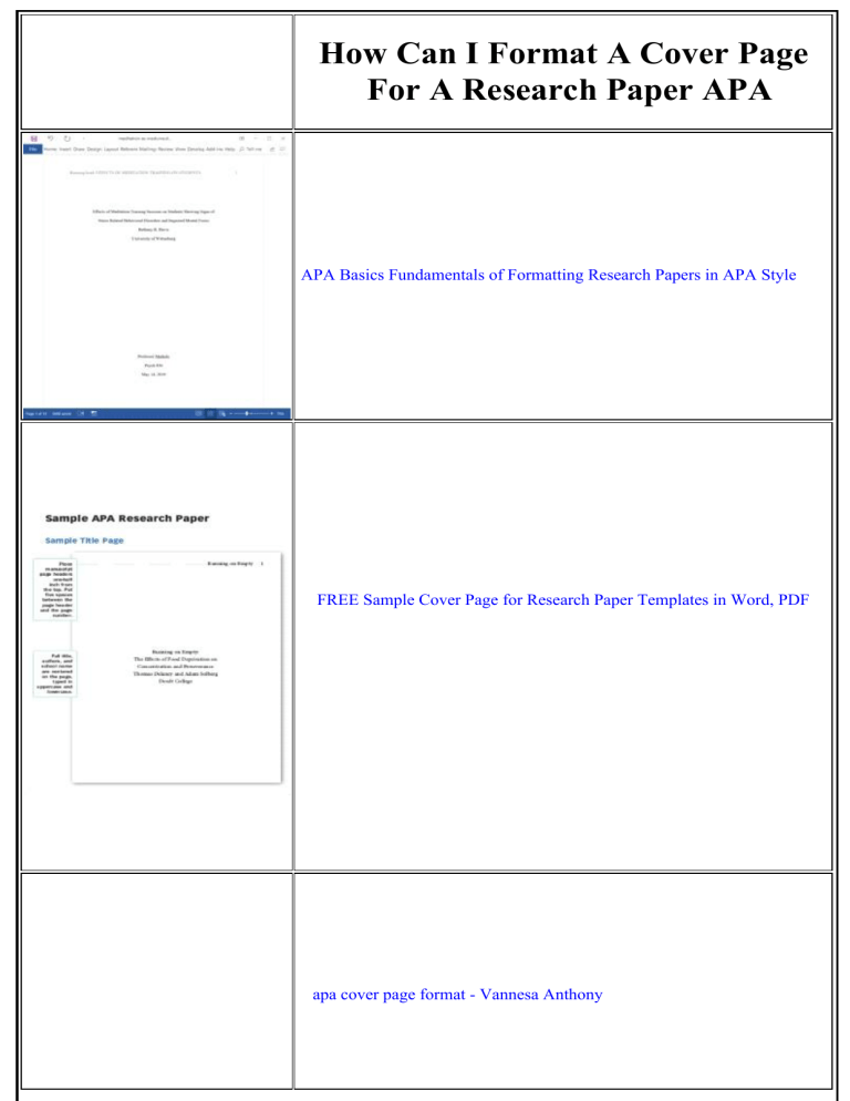 APA Research Paper Cover Page Formatting Guide