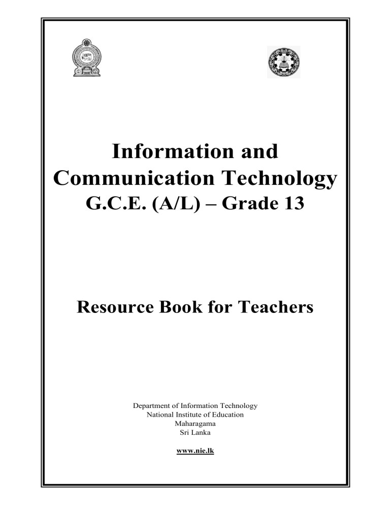 ICT Grade 13 Resource Book: Embedded Systems, Python, Web Dev