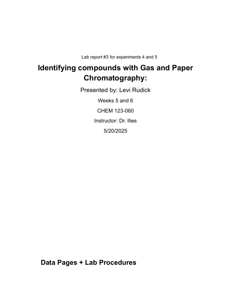 Gas & Paper Chromatography Lab Report: Compound Identification