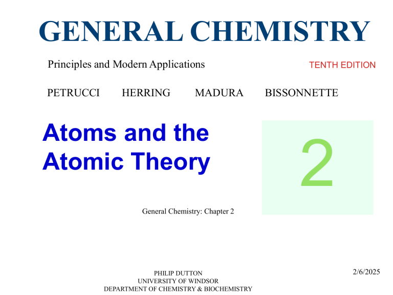 Atoms & Atomic Theory: General Chemistry Presentation