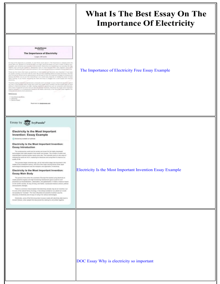 Essays on the Importance of Electricity