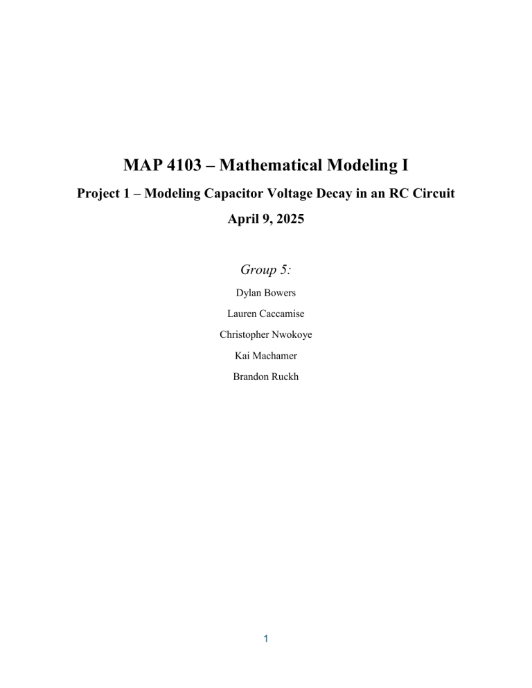 Modeling Capacitor Voltage Decay in RC Circuits | Mathematical Modeling