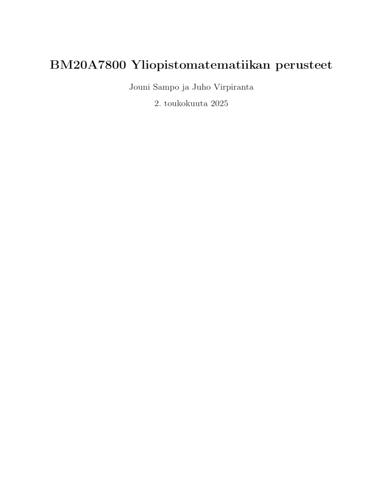 Ülikooli matemaatika aluste kursuse materjal