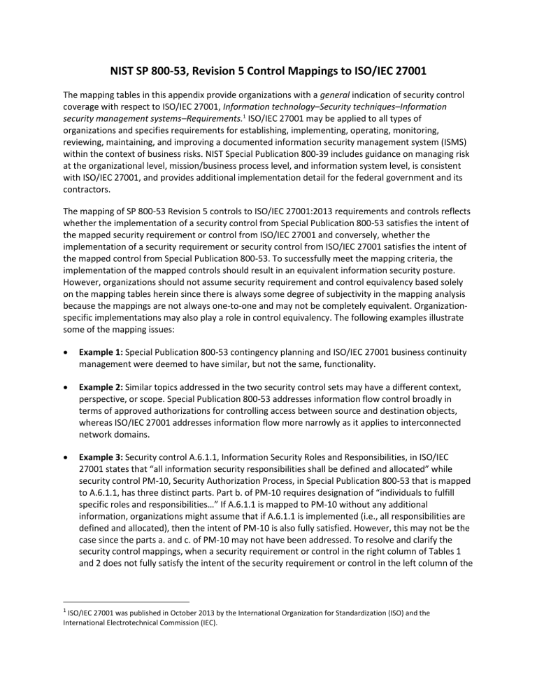 NIST SP 800-53 Rev 5 to ISO/IEC 27001 Control Mappings Guide