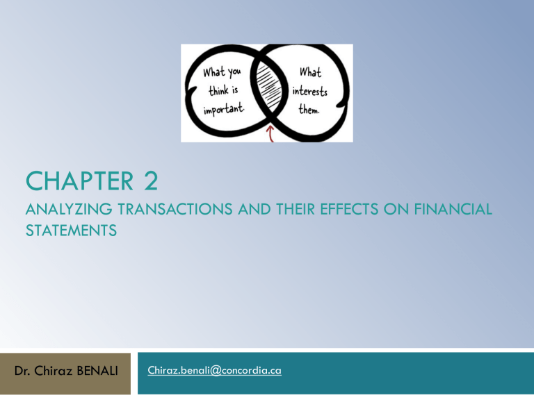 Analyzing Transactions & Financial Statements: Accounting Principles