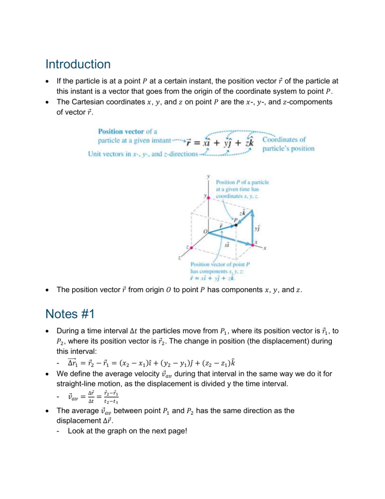 Kinematics Notes: Position, Velocity, and Displacement