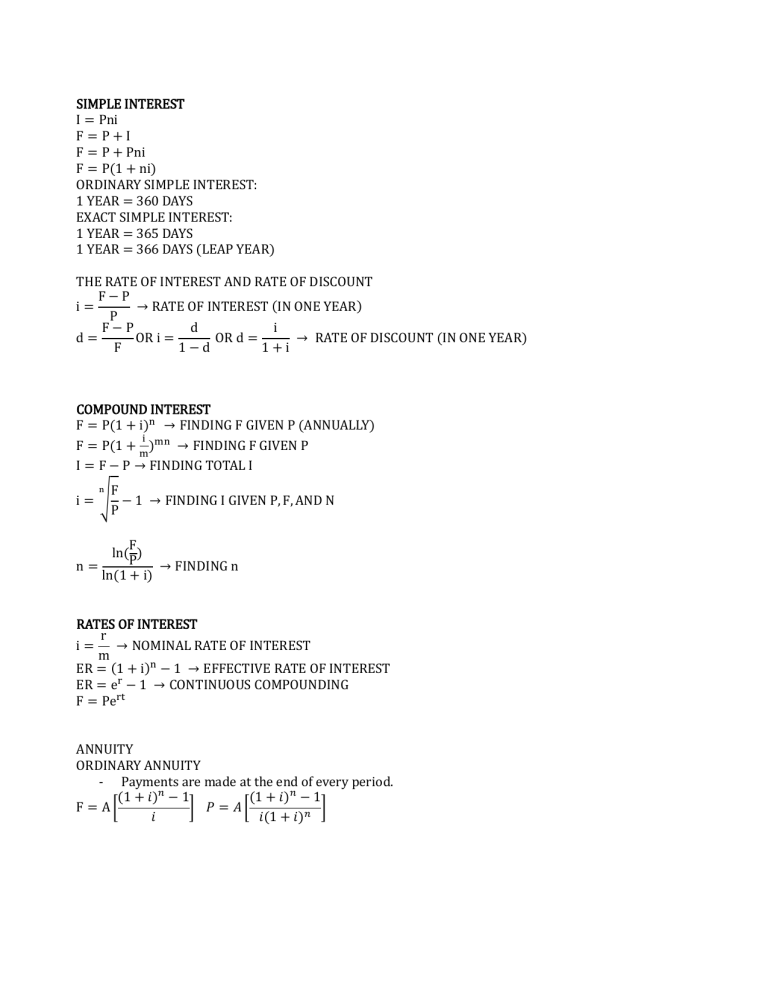 Financial Math Formulas: Simple & Compound Interest, Annuities