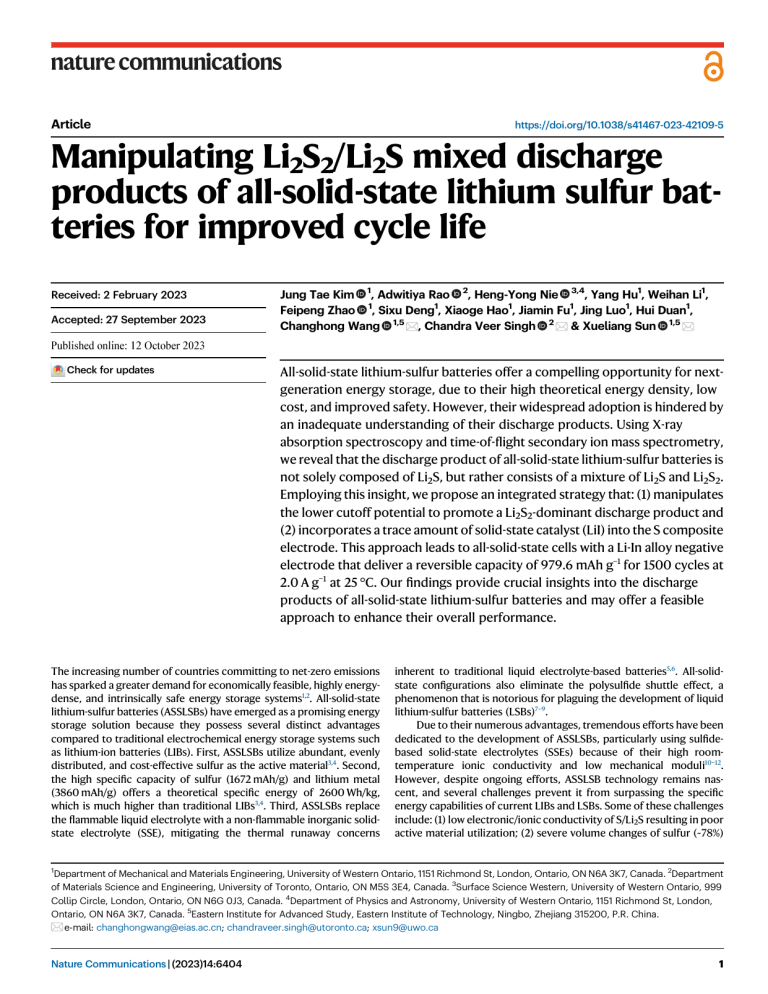 Manipulating Li2S2/Li2S in All-Solid-State Li-S Batteries for Cycle Life