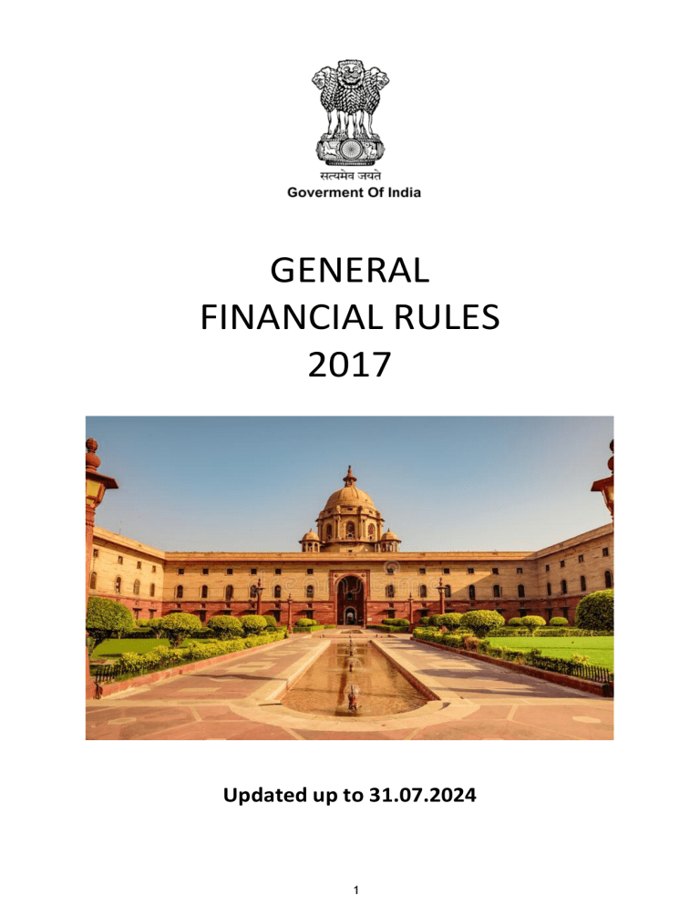 General Financial Rules 2017 (GFR 2017) - India Government Finance