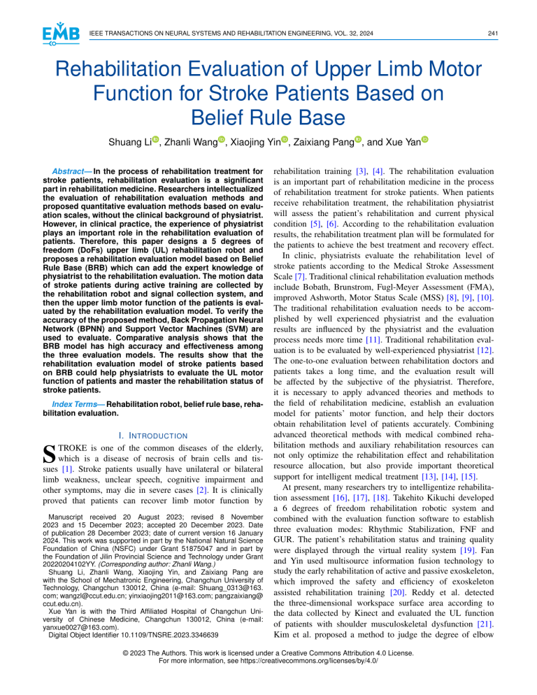 Stroke Rehabilitation Evaluation with Belief Rule Base