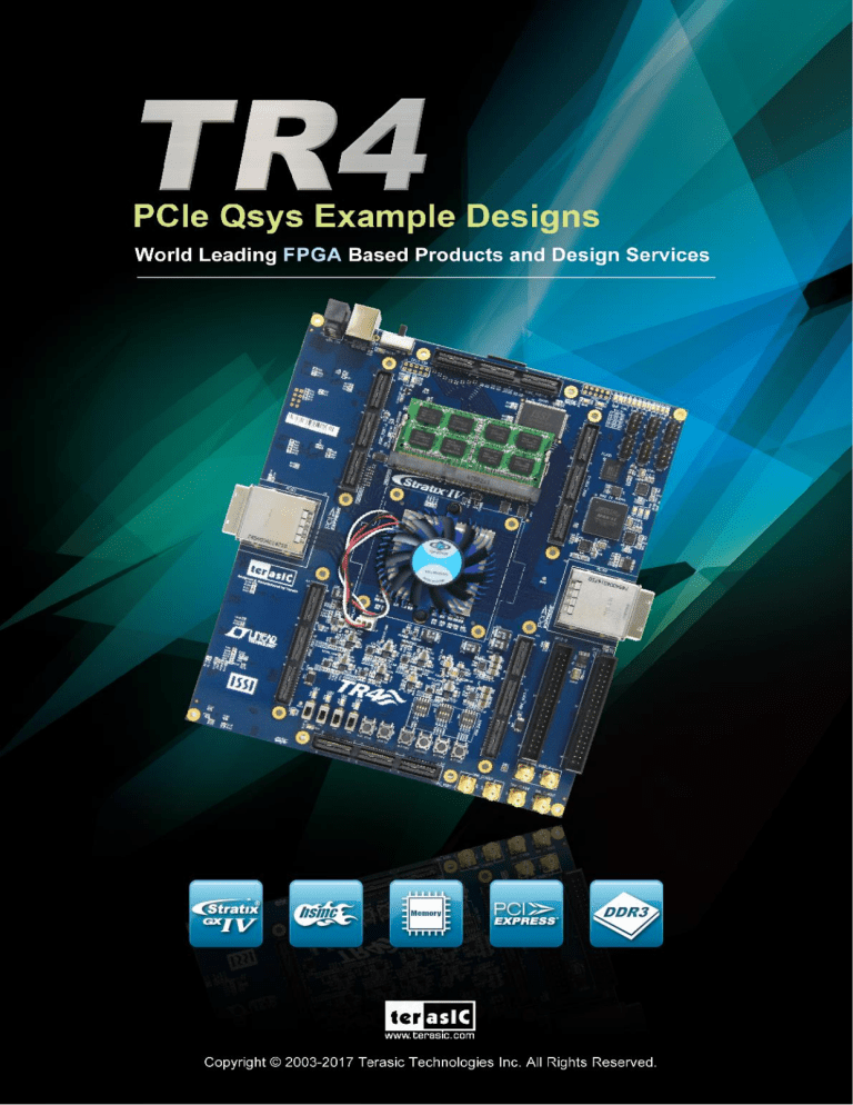 TR4 PCIe Qsys Example Designs: FPGA Development Guide by Terasic