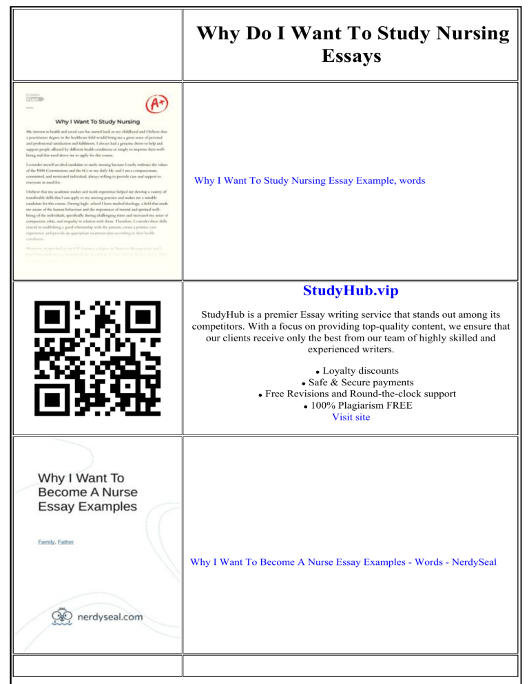 Nursing Essay Examples: Why Study Nursing?
