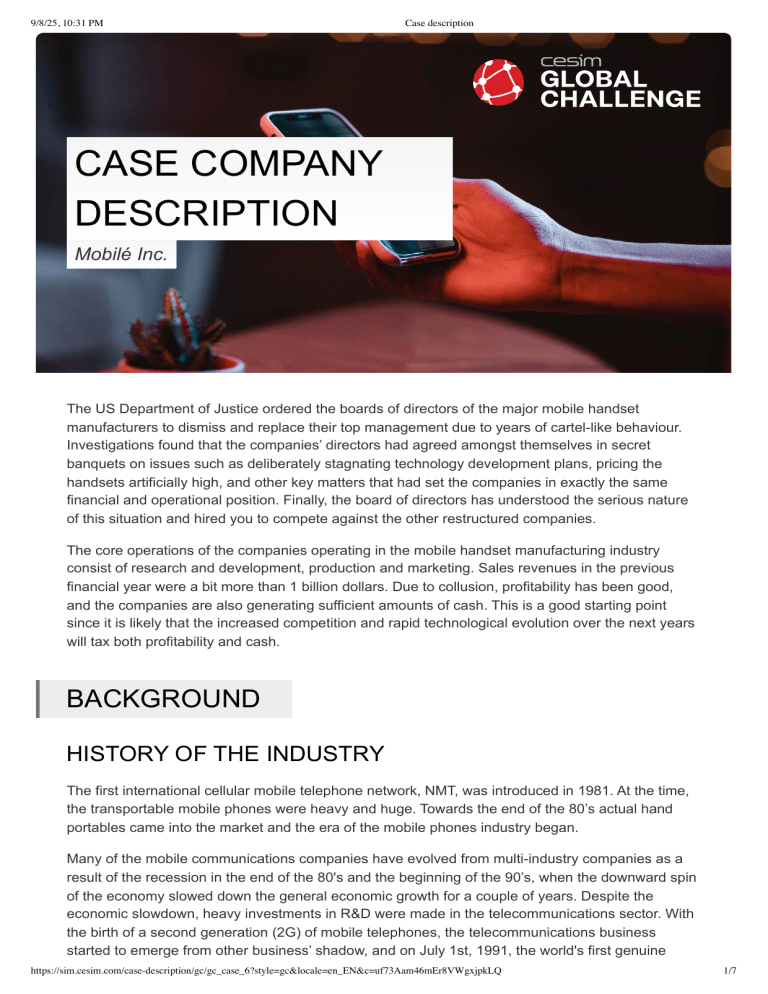 Mobilé Inc. Case Study: Mobile Handset Manufacturing Simulation