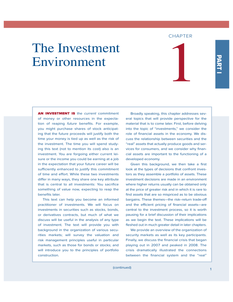 Understanding Investments: Financial & Real Assets, Markets, and Risk