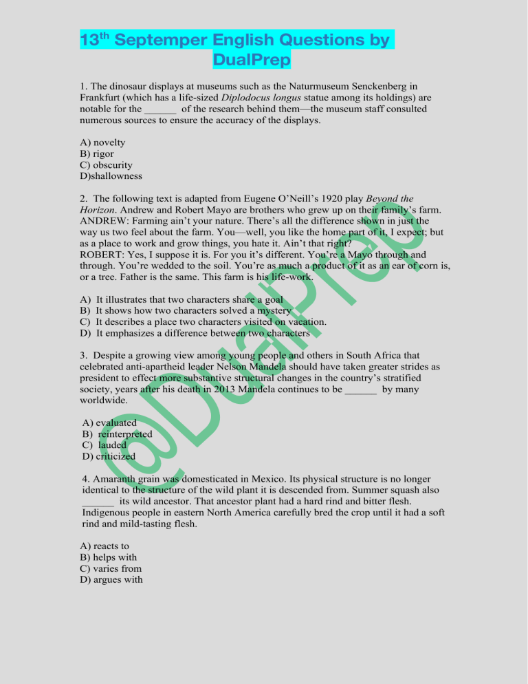 English Practice Questions: Vocabulary, Grammar & Reading Comprehension