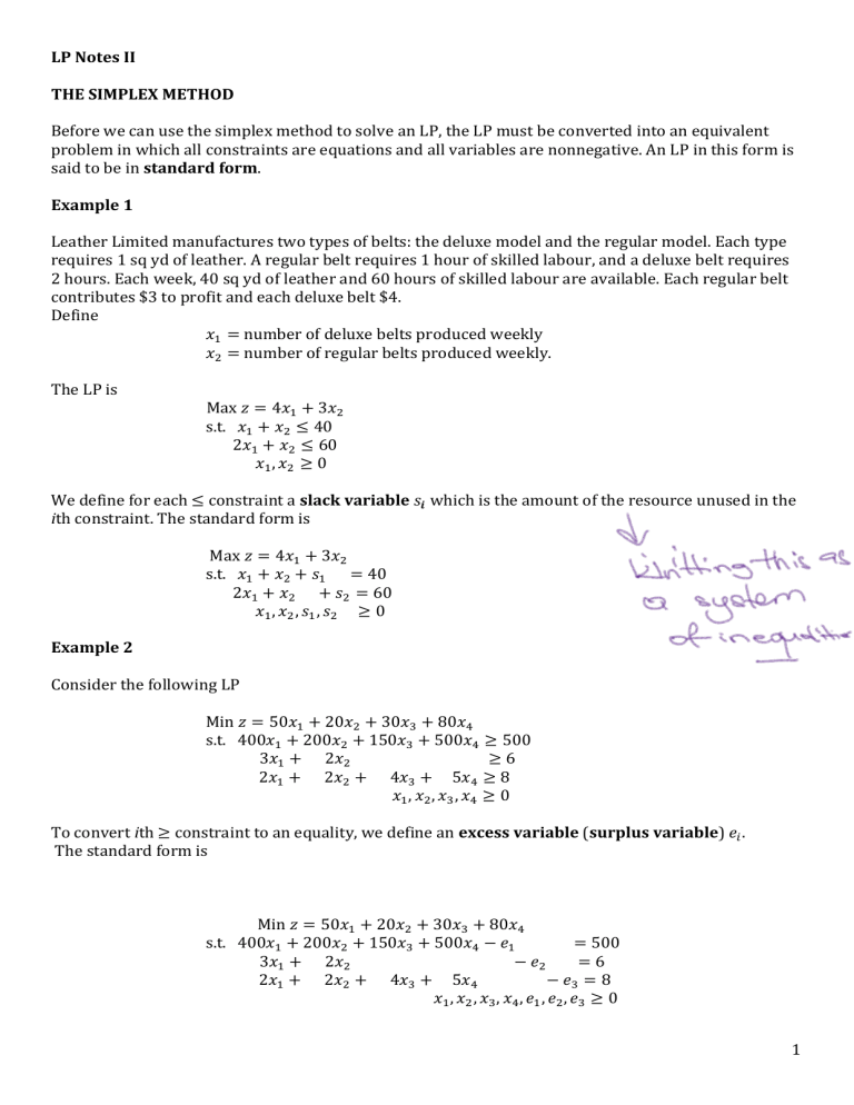 Simplex Method for Linear Programming: Standard Form & Basic Solutions